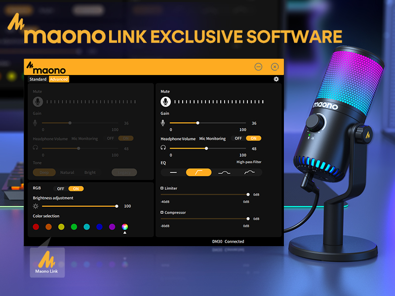 Maono DM30 USB Microphone RGB Gaming Microphone Computer Mic USB Gaming ...
