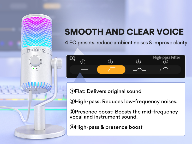 Maono DM30 RGB Gaming Microphone USB Mic RGB Gaming Mic Computer Mic ...