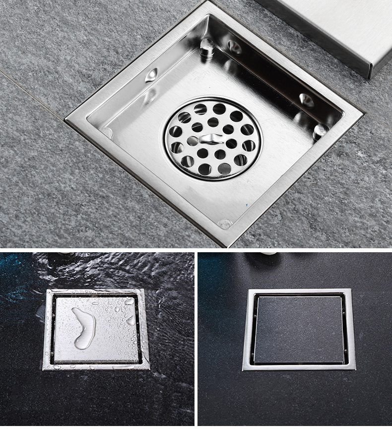Bathroom Floor Drain 150x150mm Gold Black Brushed Big Flow Rate Water ...