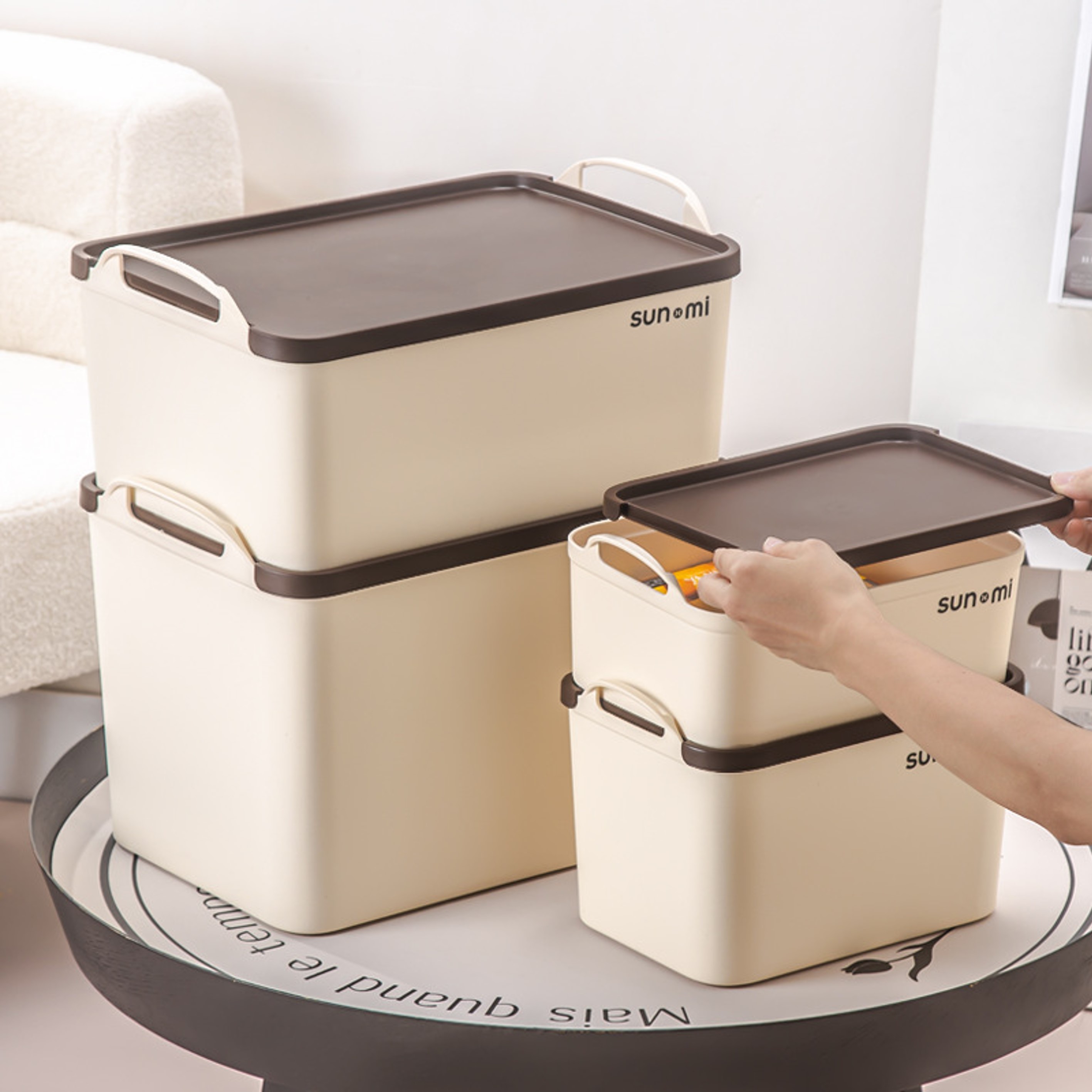 Storage Box Basket Large Deep Bottom With Lid Japanese Style Clothes ...