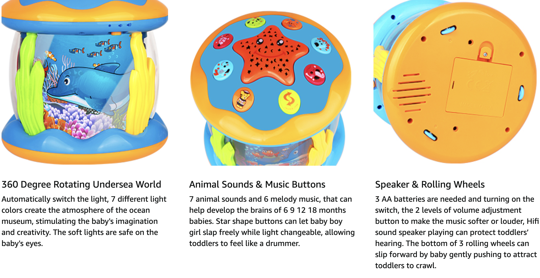 Baby Toys 6 to 12 Months 4 in 1 Musical Projector Rotating Tummy Time ...