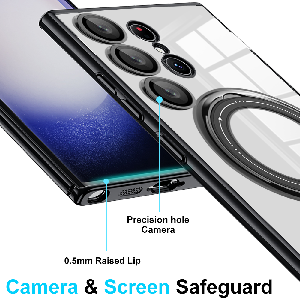 Magnetic Transparent Ring Stand Case For Samsung Galaxy S23 S22 Ultra ...