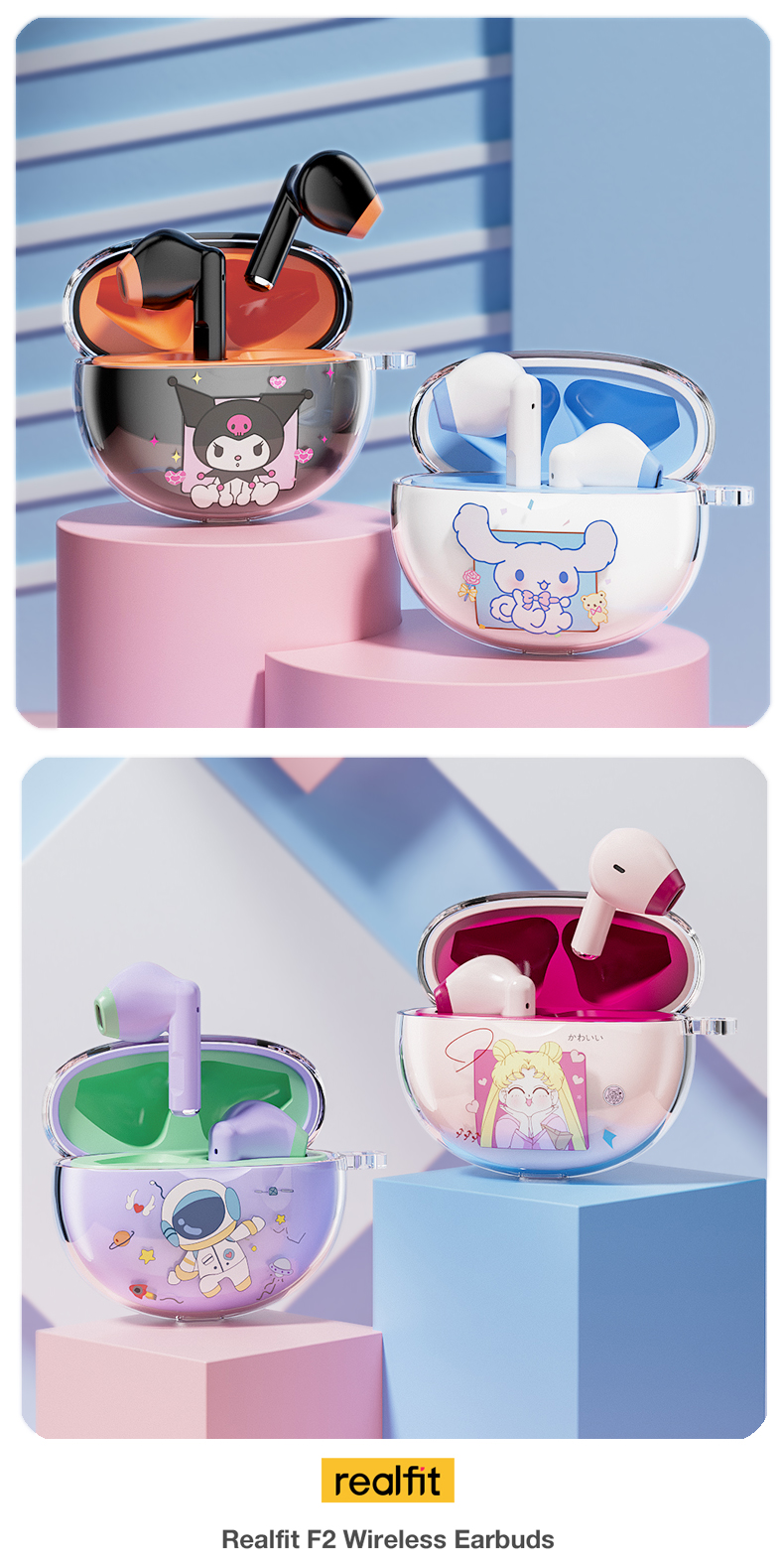 Realfit F2 Bluetooth Earphone Excellent Bass Wireless Earbuds with Mic ...