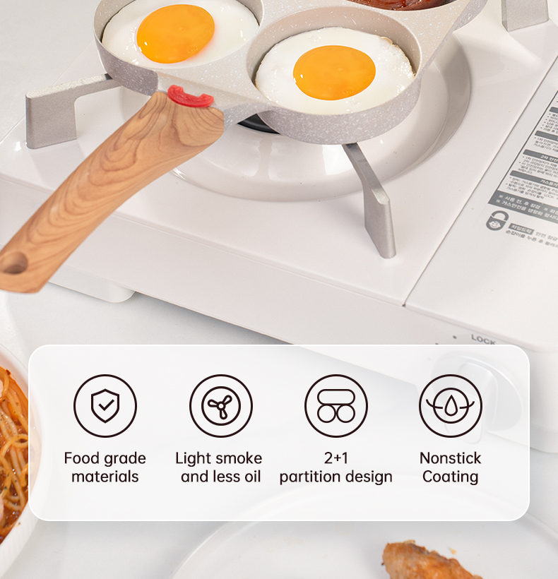 TJean Frying Non Stick Pan 4 in 1 Burger/Egg Pan Breakfast Pan PFOA ...