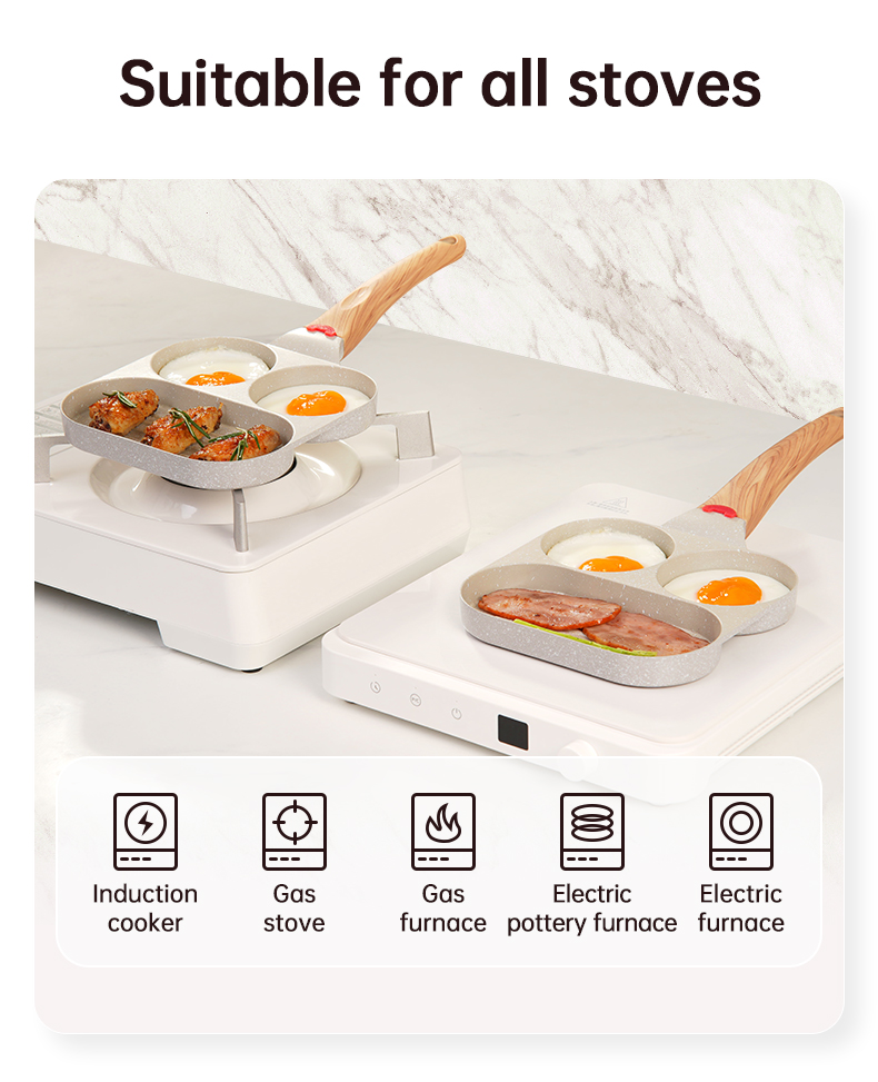 TJean Frying Non Stick Pan 4 in 1 Burger/Egg Pan Breakfast Pan PFOA ...