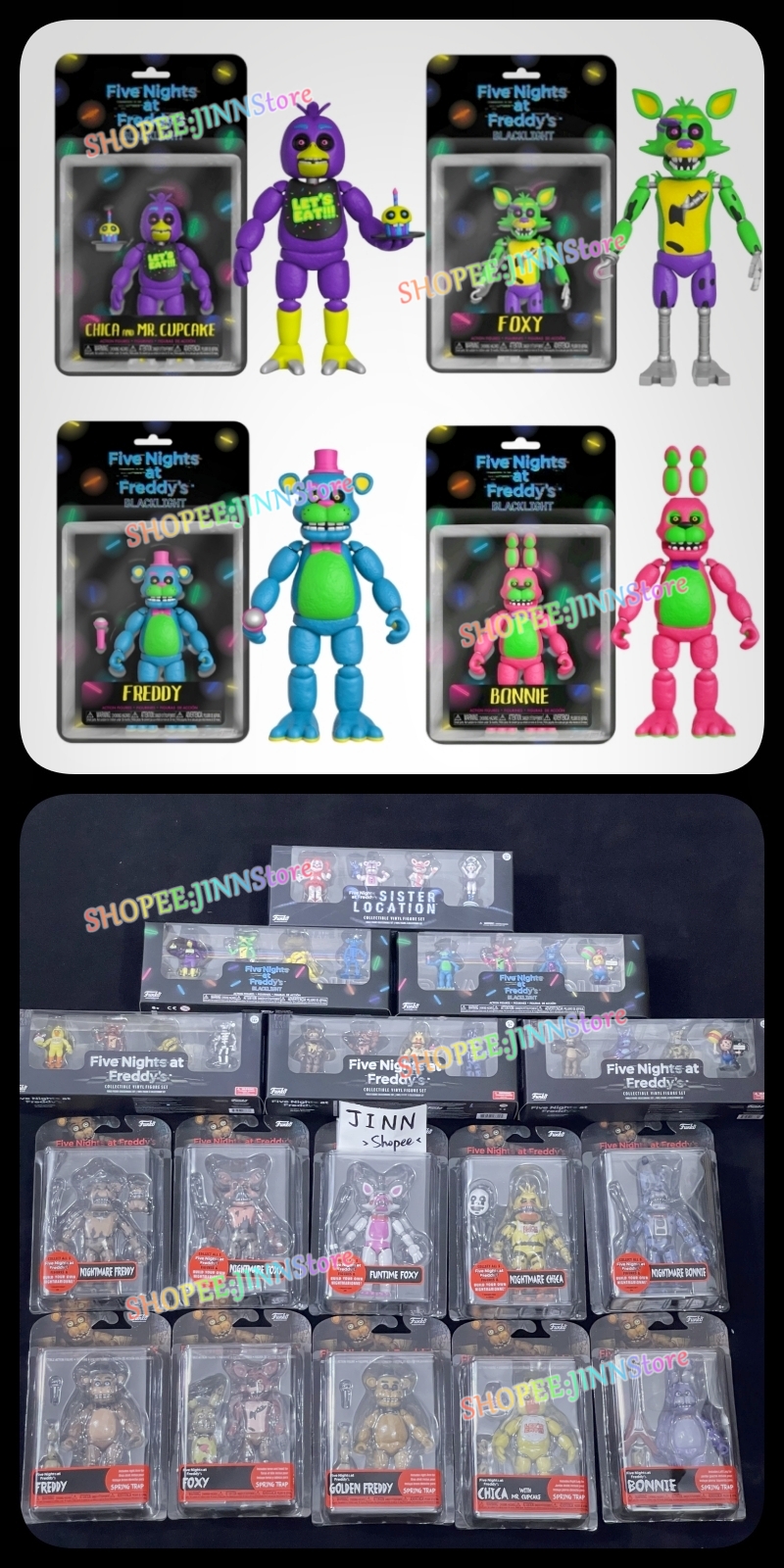 -JINN- FNAF Figure NIGHTMARE BONNIE FOXY CHICA FREDDY Action Figures ...
