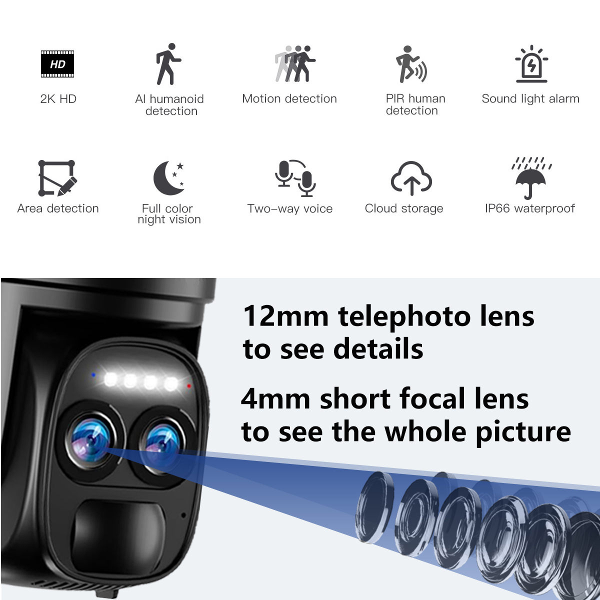 Hawkray [10x zoom] 360-degree low-power solar panel battery 2K FHD WiFi ...