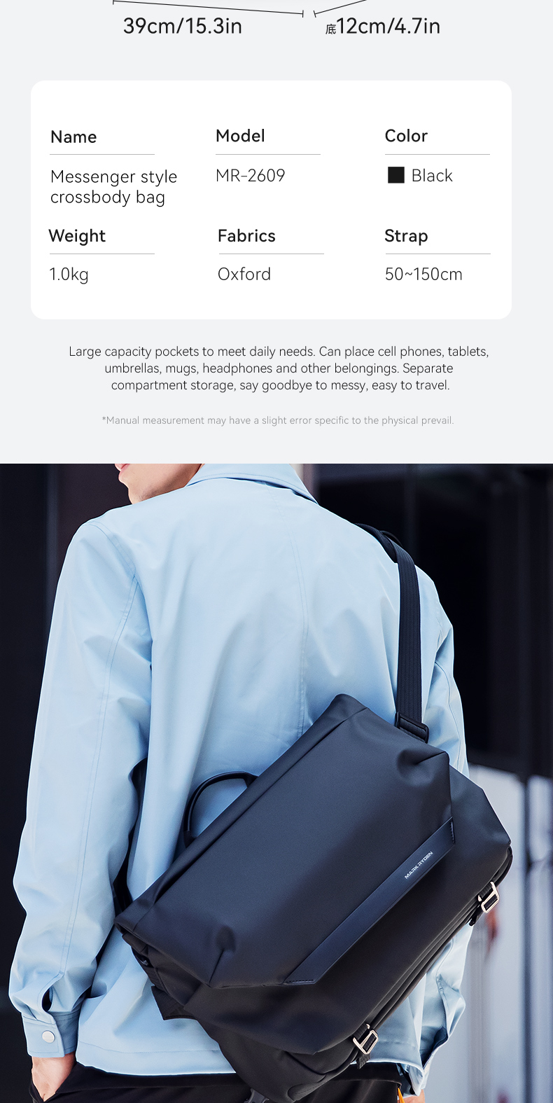 MARK RYDEN Large Sling Bag Men (14" THIN) | Shopee Singapore