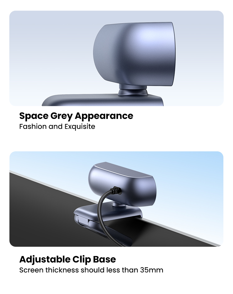 UGREEN 1080P Full HD Webcam Dual Mic 360° Adjustable Computer USB ...