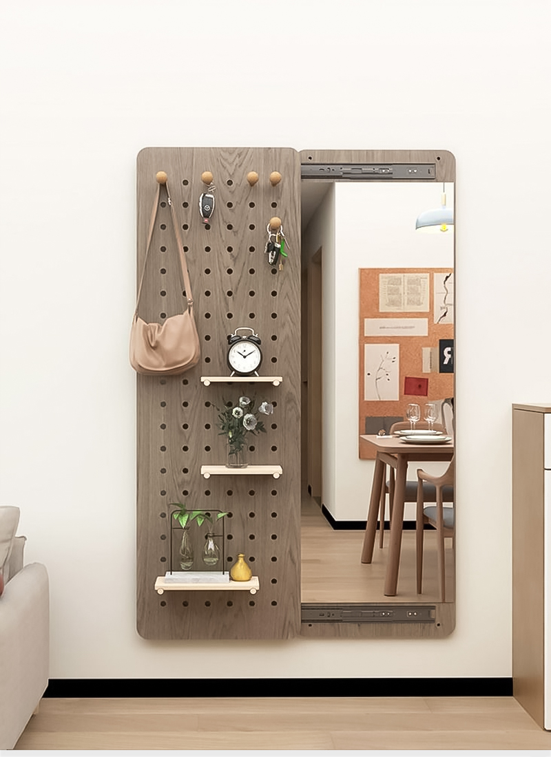 Wall mirror Invisible sliding dressing mirror wall mounted solid wood ...