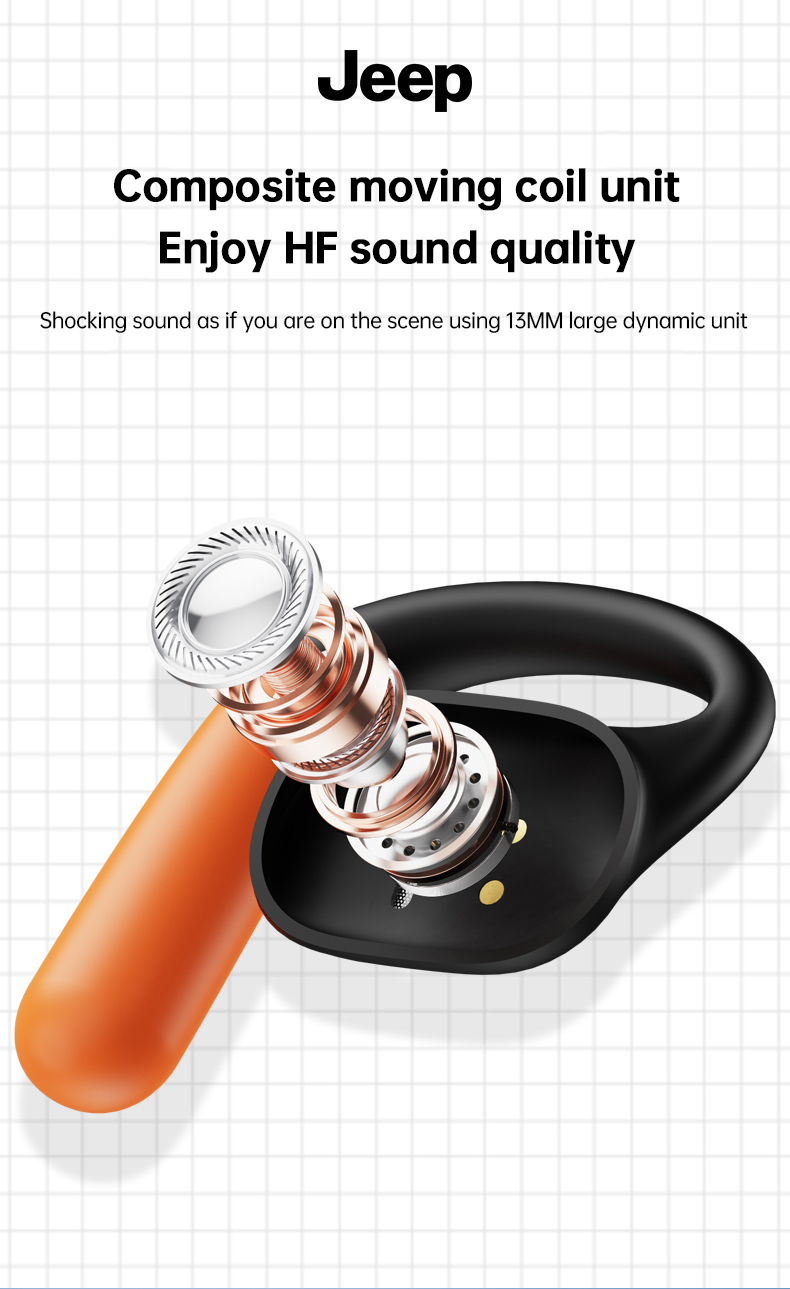 Jeep EC001 Wireless Bluetooth Earphone HD Calls Touch Control Open Ear ...
