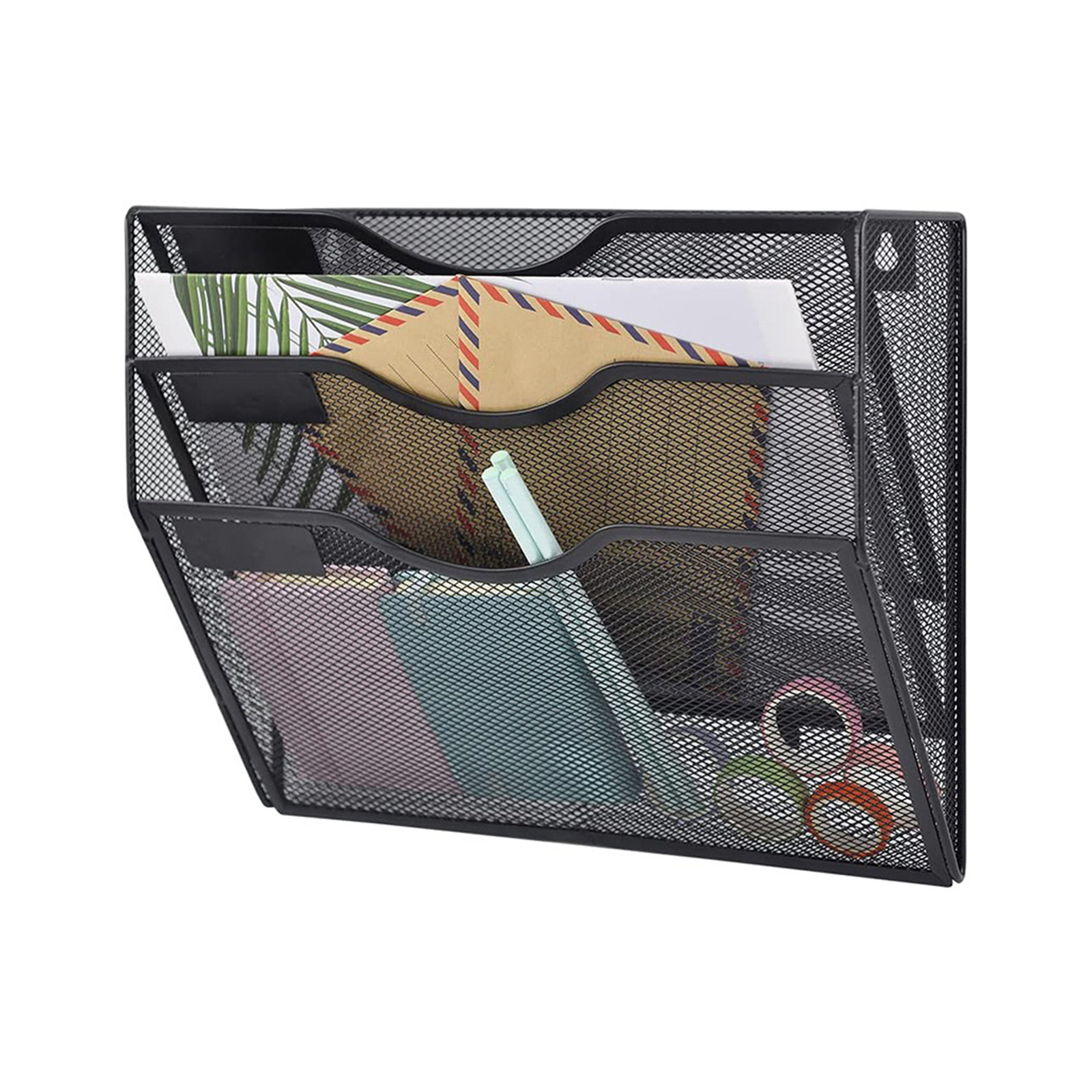 [Ahagexa] Wall Mounted Mesh File Holder Wall Mounted Bookshelf Rack ...