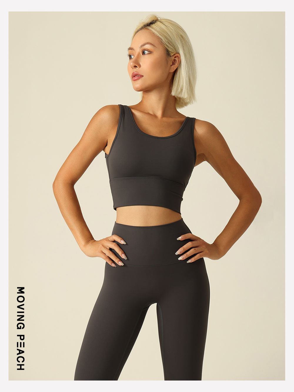 MOVING PEACH Women Sports Tank Top Shockproof Gym Running Padded Top ...