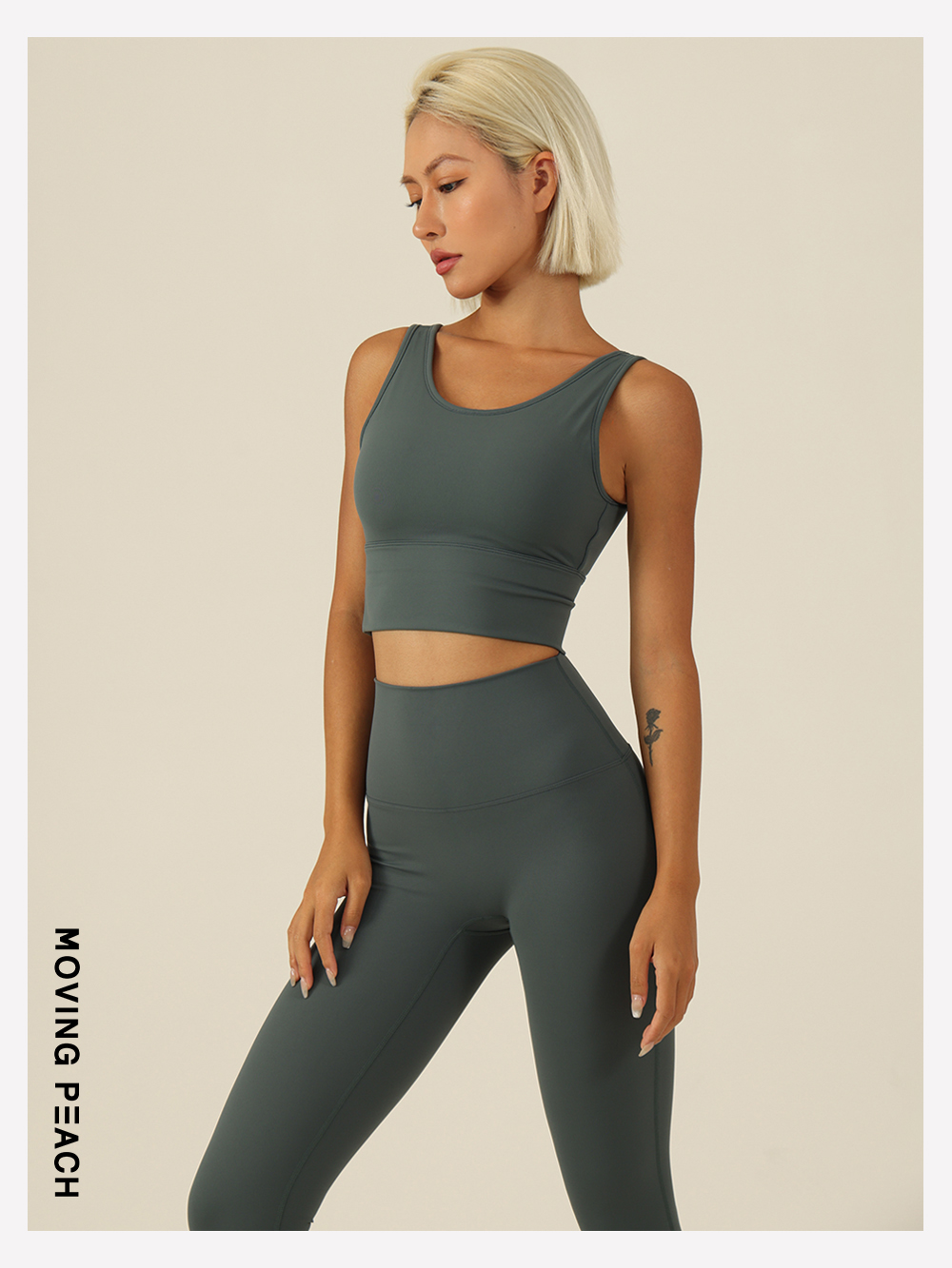 MOVING PEACH Women Sports Tank Top Shockproof Gym Running Padded Top ...