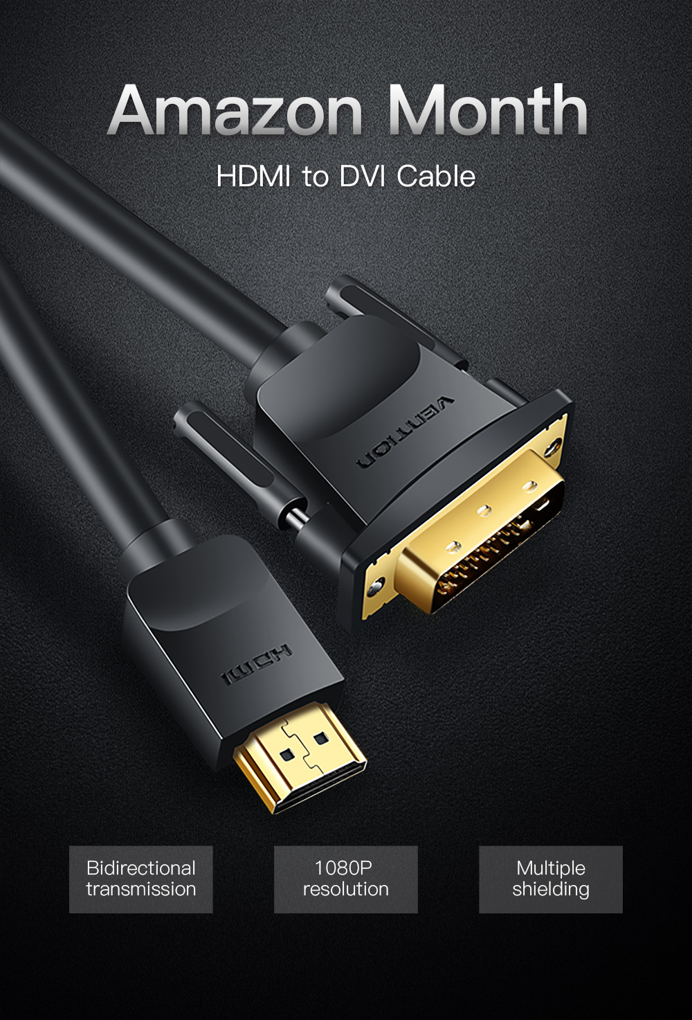 Vention HDMI To DVI Cable 1080P Bi-Directional Dvi-D 24+1 2m 3m 5m DVI ...