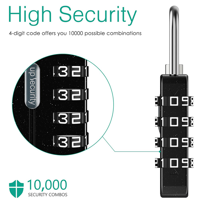 KIPRUN 4 Digit Combination Lock, Keyless Padlock, High Security ...