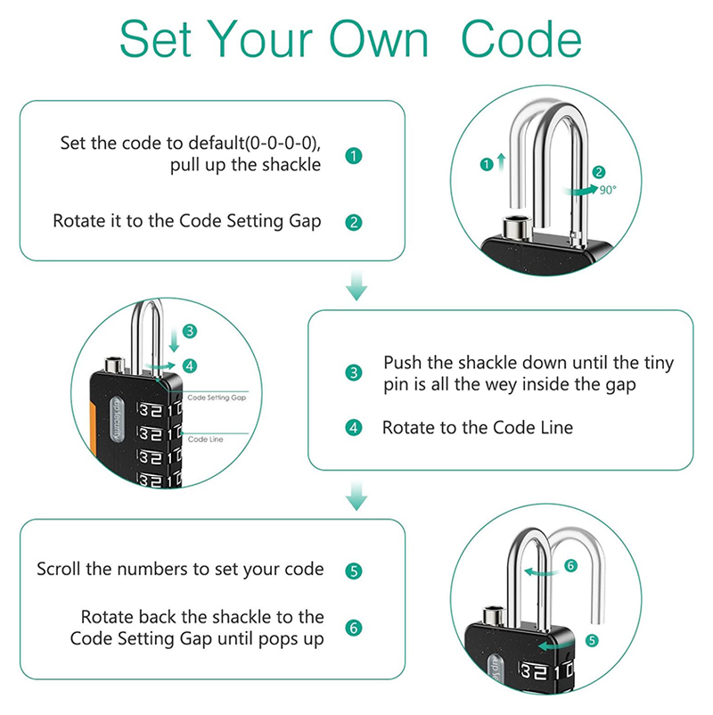 KIPRUN 4 Digit Combination Lock, Keyless Padlock, High Security ...