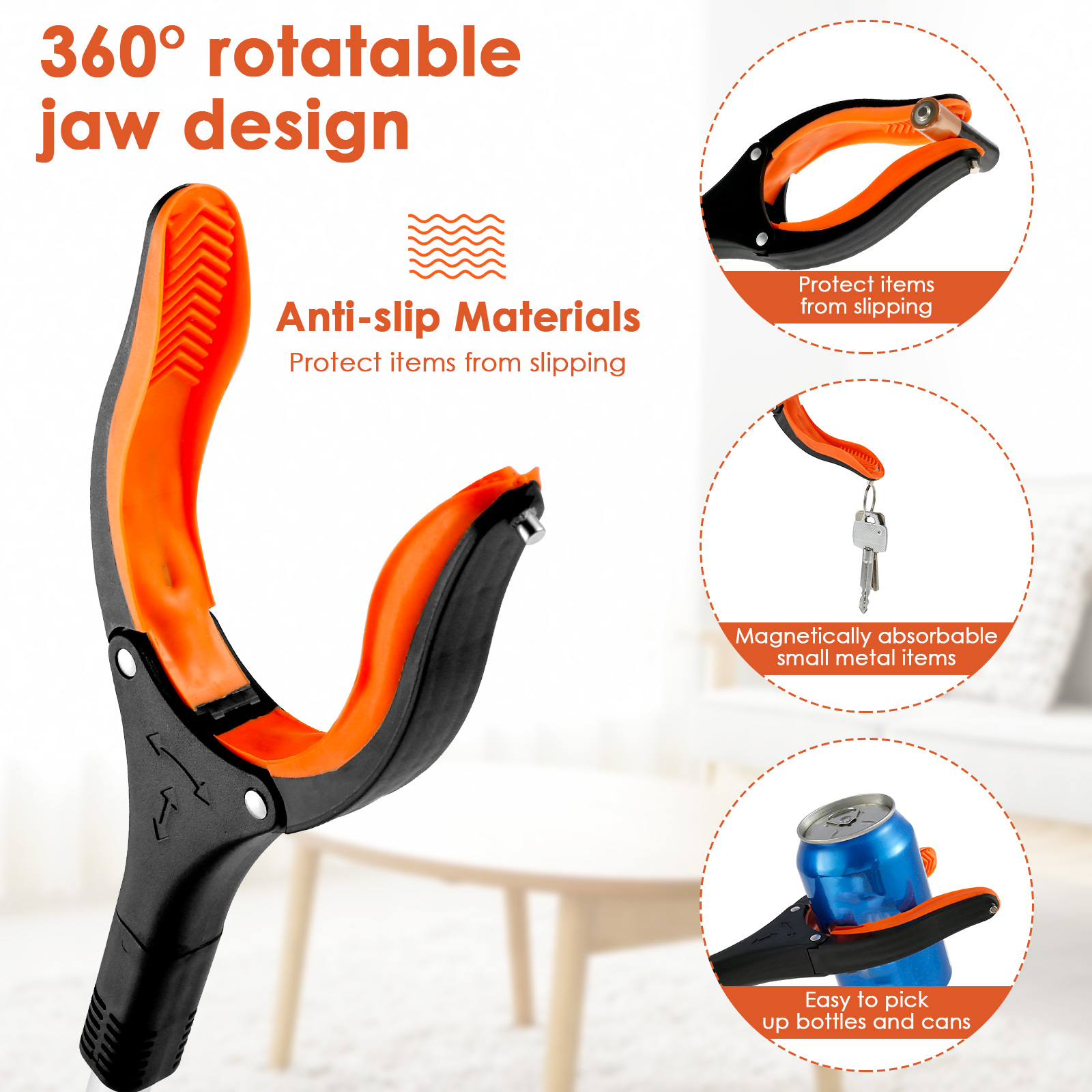 Foldable Grabber Reacher Tool Long Handle Pick Up Stick Reaching Claw ...