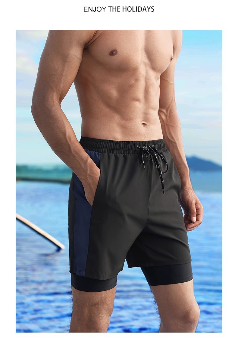 Men's swimsuit suit large size loose breathable quick-drying double ...