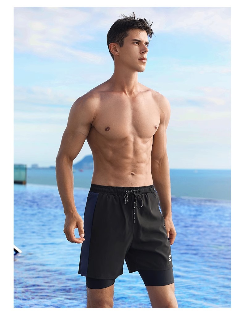 Men's swimsuit suit large size loose breathable quick-drying double ...