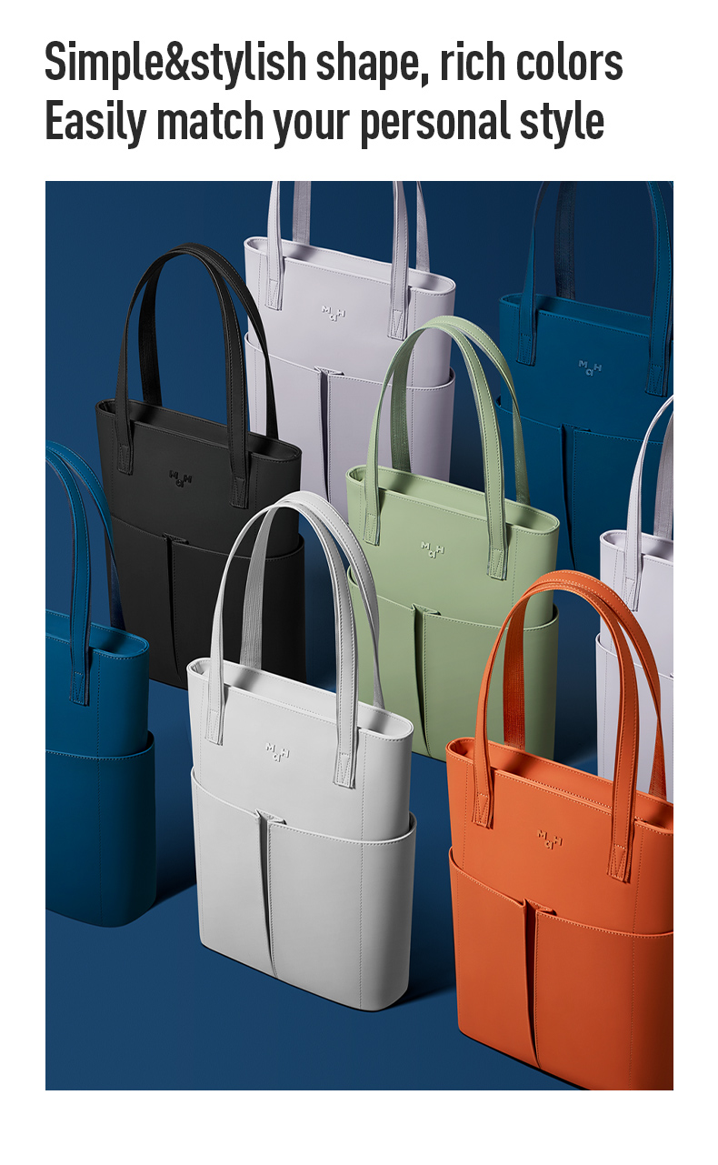 MAH 2812 Line PU Tote Bag with Waterproof Fabric Fashion Laptop Bag 14 ...