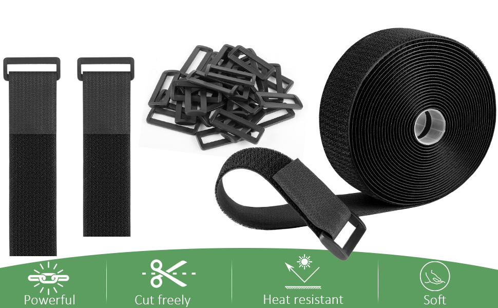 Hook and Loop Straps with Buckles, Adjustable Cable Straps, Free Cut ...