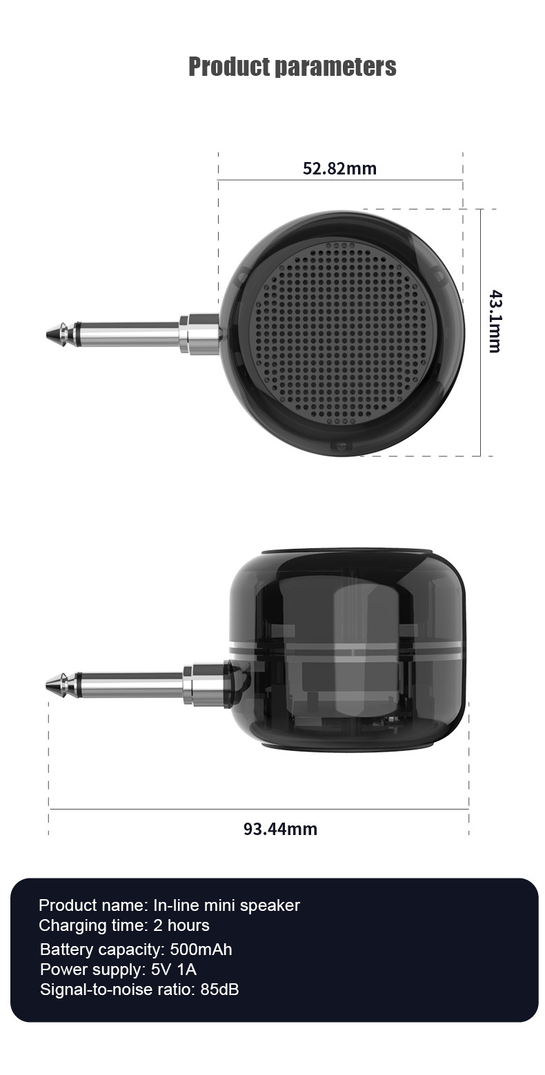 Portable Mini Speaker Mini Sound Box 3.5mm 6.35mm Jack Plug In External ...