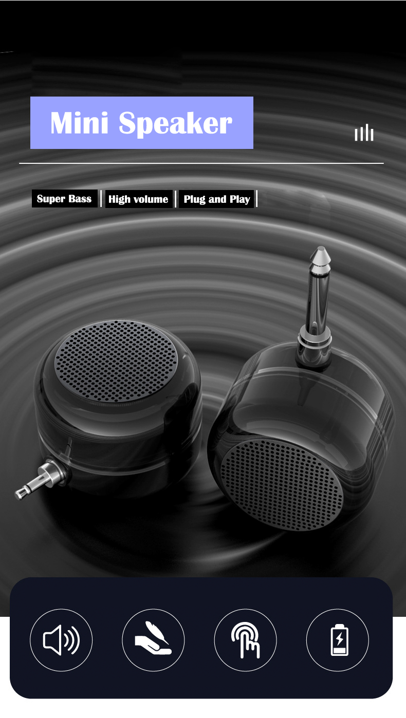 Portable Mini Speaker Mini Sound Box 3.5mm 6.35mm Jack Plug In External ...