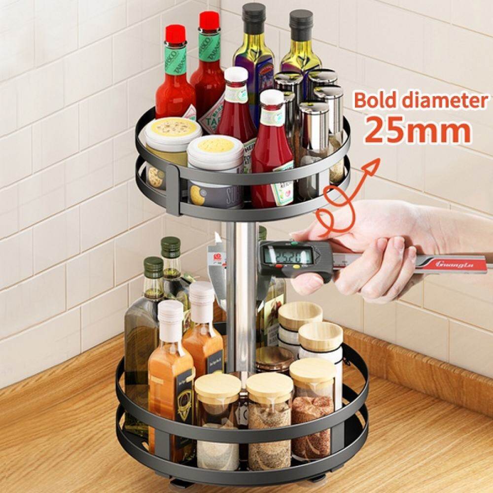 【SG STOCK】 Kitchen Rotating Spice Rack Rotating Condiments Organizer ...