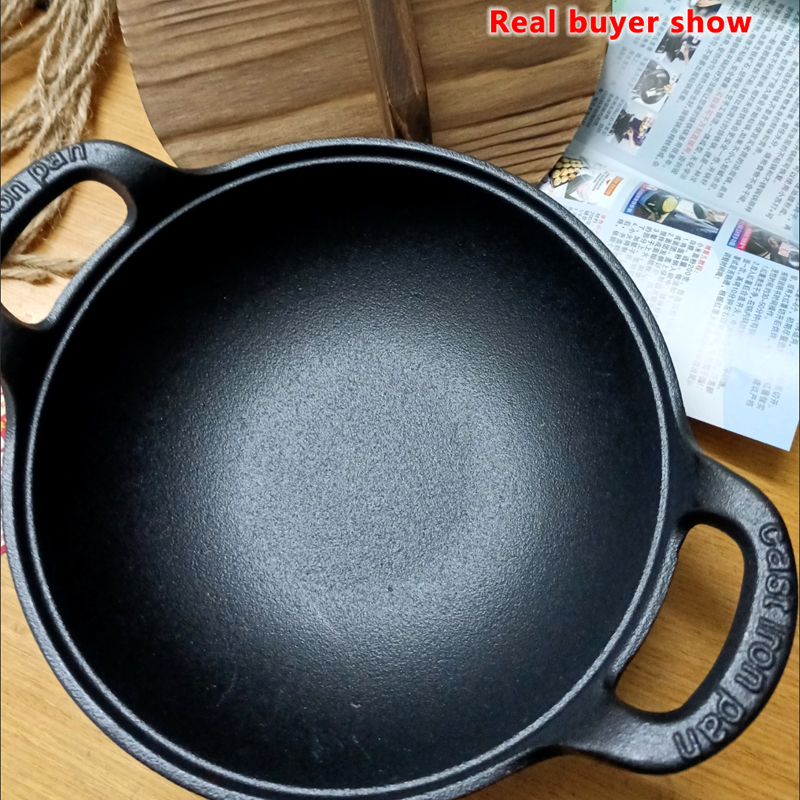 SG Stock Cast iron ingot pot uncoated binaural stew pot soup pot ...