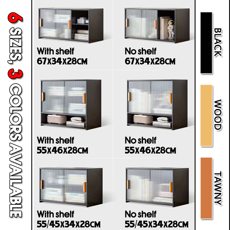 Black Kitchen Shelf Cabinet Table Top Cabinet with Sliding Door Cup ...