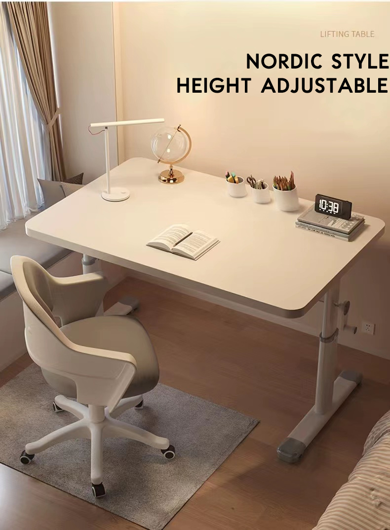 Height Adjustable Study Table Computer Desk Bedroom Laptop Table Side ...