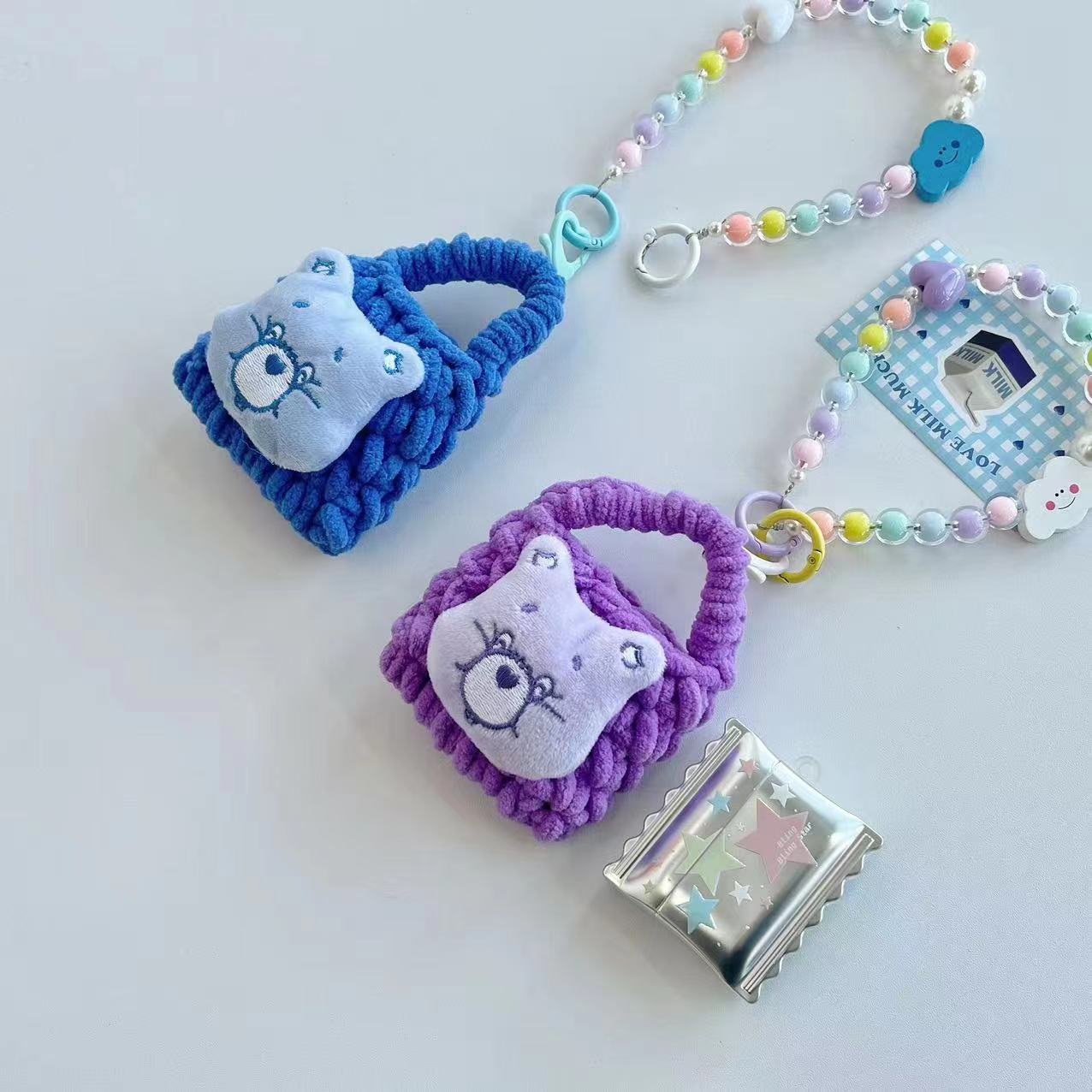 New Style Korean Version Rainbow Plush Bear Candy Color Resin Beaded ...