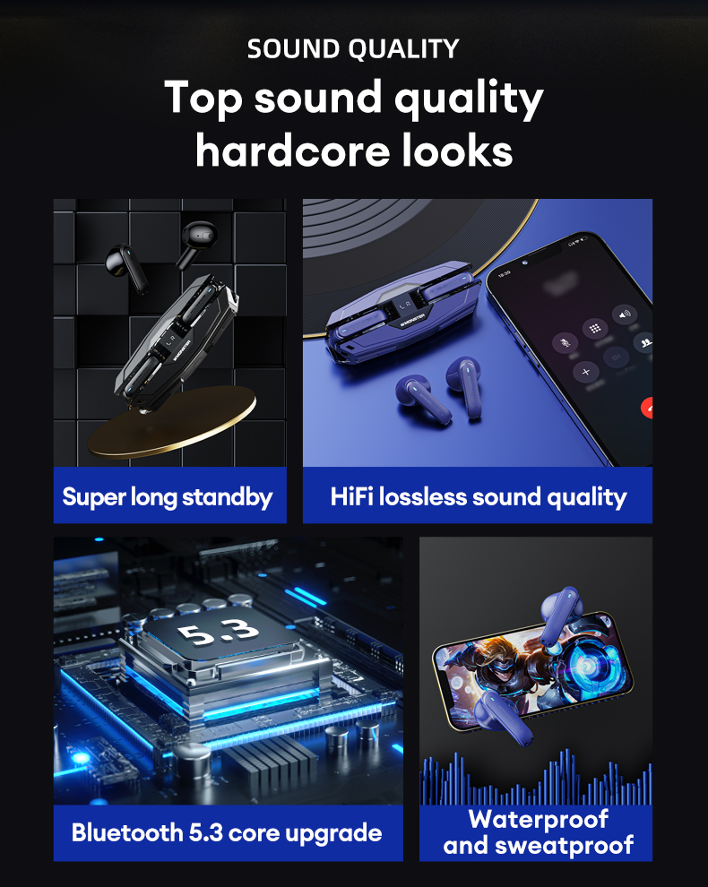 Monster XKT08 PRO Bluetooth Earphone Wireless Earphone HiFi Sound ...