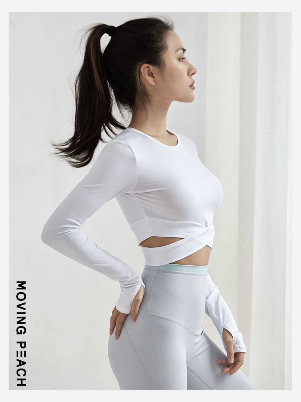 MOVING PEACH Women Yoga Top Sports T-shirt Quick Dry Fitness Top Yoga ...