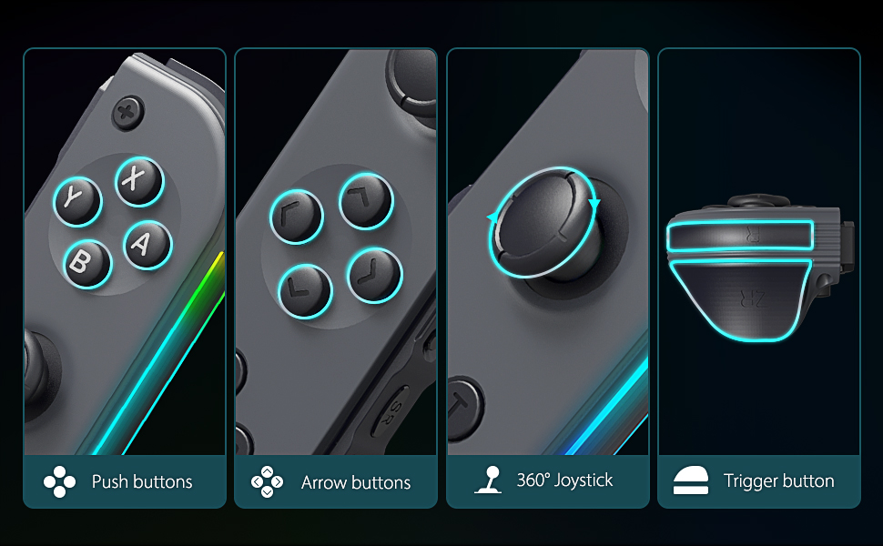 7 Color Of Led Joycons Controller For Switch Oled Lite Switch Joy Con Support Wake Up Function