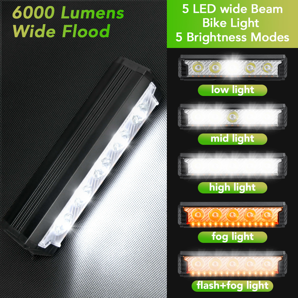 NEWBOLER 6000 Lumens Bicycle Light Super Bright Rechargeable Bike Front ...