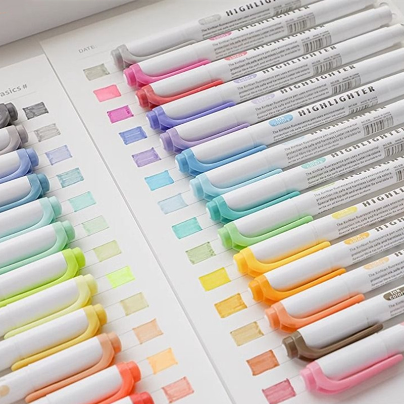 5Pcs/set double-headed light color highlighter soft candy color set ...