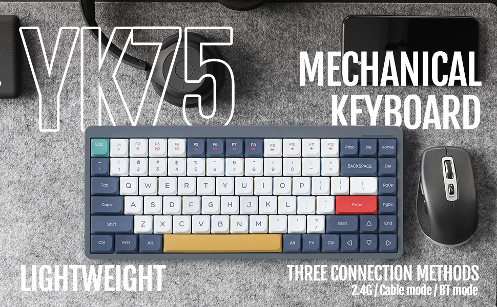 YK75 Low Switch Mechanical Keyboard Hot Swappable RGB Lighting ...