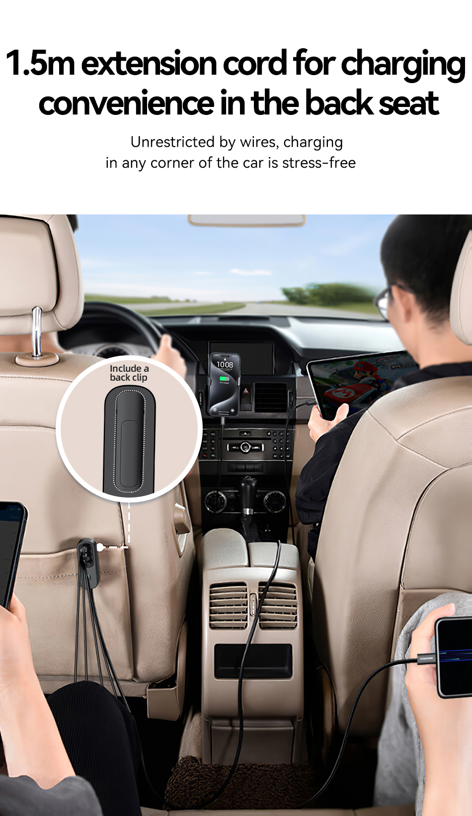 Rocoren 105W Car Charger USB Type C 6 in 1 Multi Port QC4.0 3.0 Fast ...