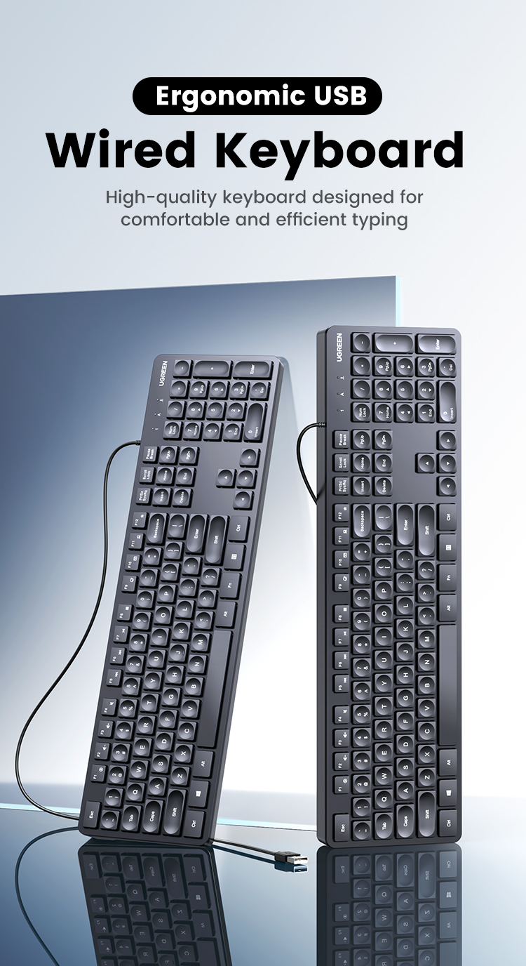 UGREEN USB Wired Keyboard Ergonomic Design 10million Lifespan For ...