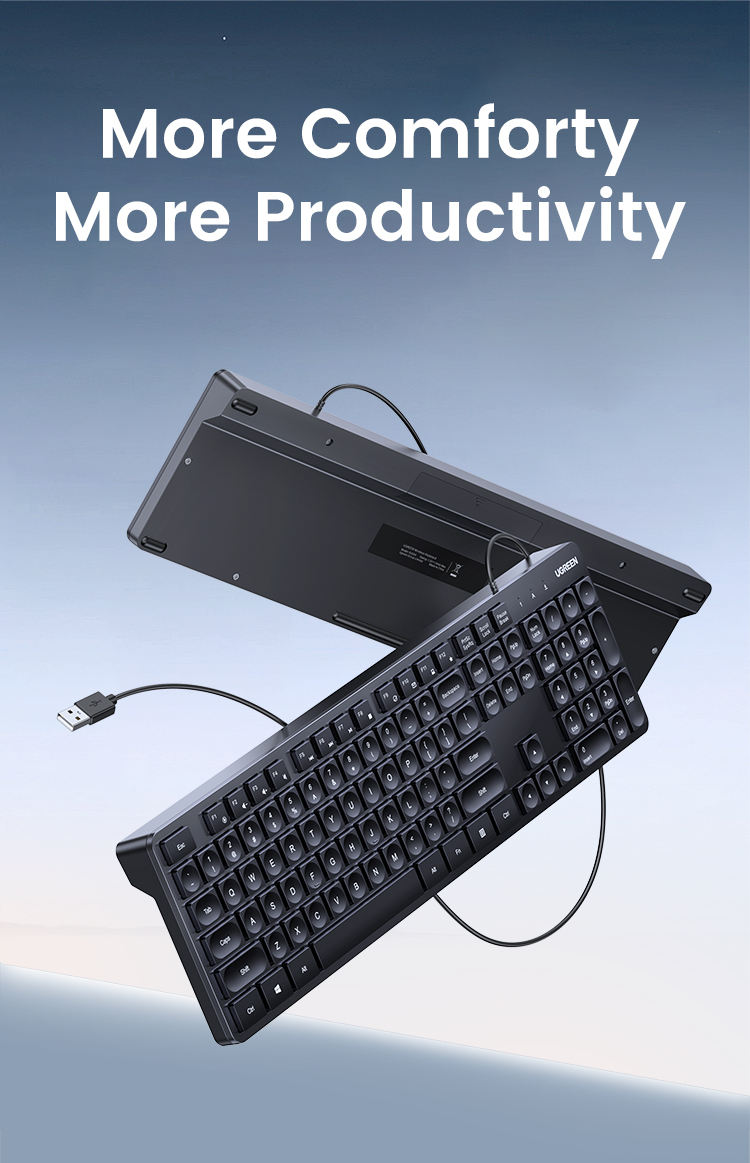 UGREEN USB Wired Keyboard Ergonomic Design 10million Lifespan For ...
