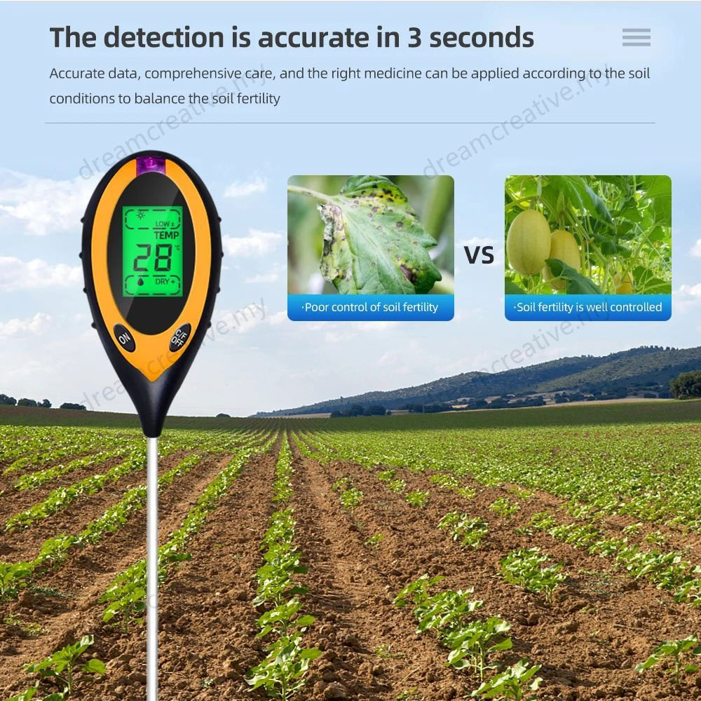 4 In 1 Soil PH Meter Soil Tester Analyzer Hygrometer Soil Environment ...