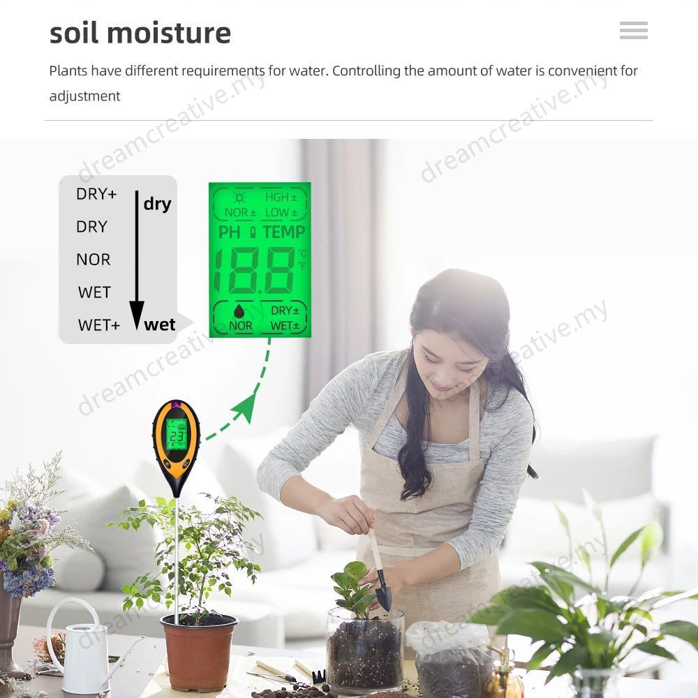 4 In 1 Soil PH Meter Soil Tester Analyzer Hygrometer Soil Environment ...