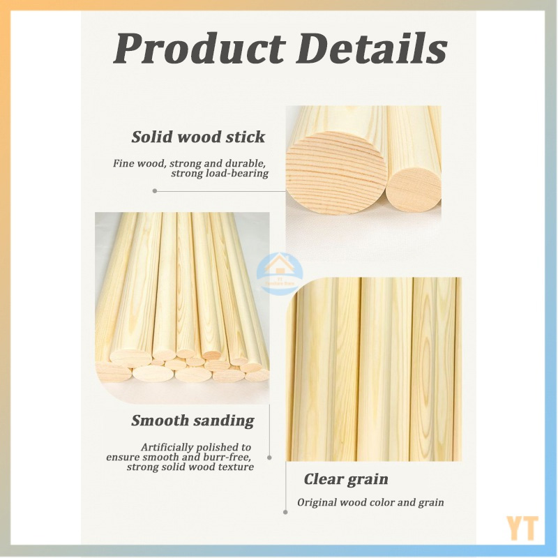Pine round wood stick solid wood stick hanging clothes rod round wood ...