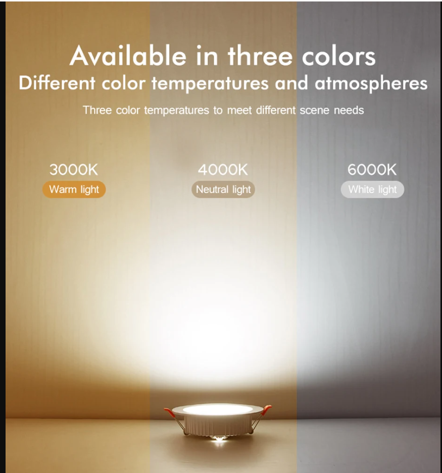 Tri-color LED Downlight 5W 9W 12W 18W 24w Spotlight Recessed Round LED ...