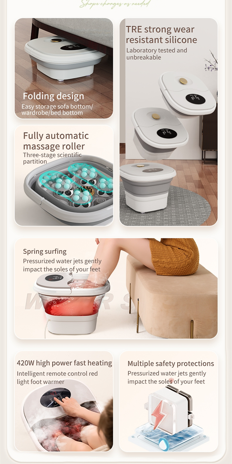 Jinkairui Foot Bath Foldable Fully Automatic Foot Massager Roller ...