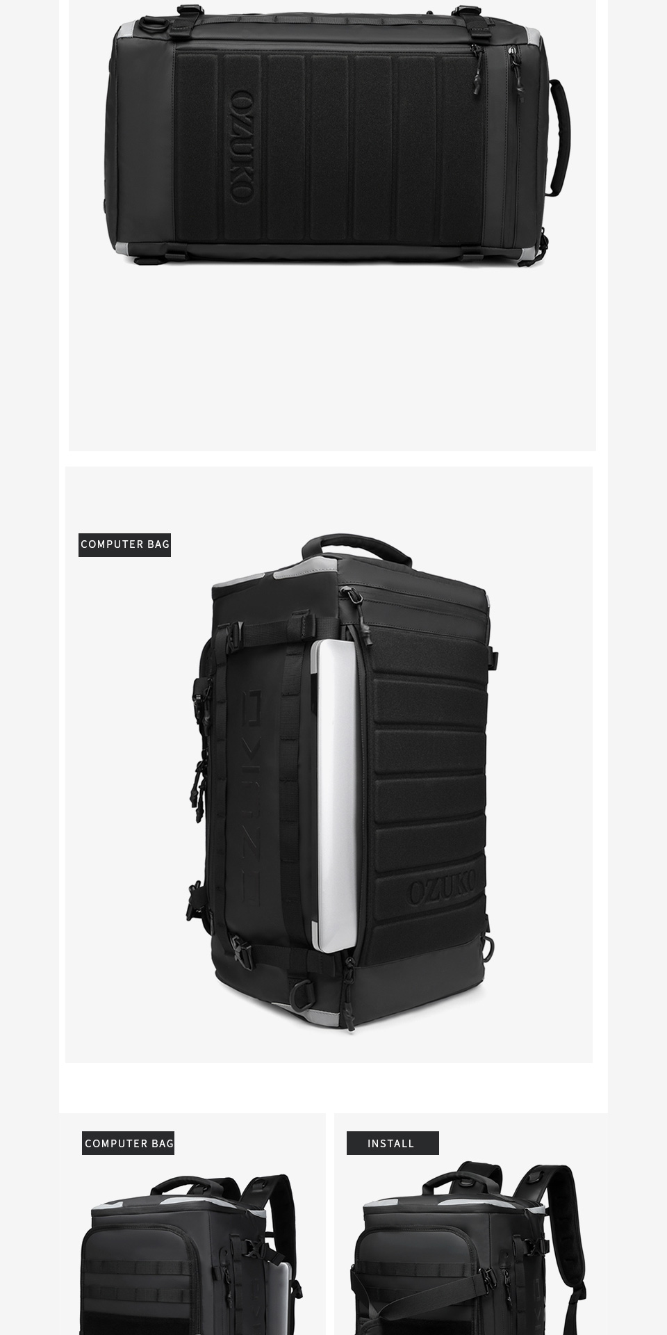 OZUKO Large Capacity Waterproof Travel Bag Multifunction Outdoor ...