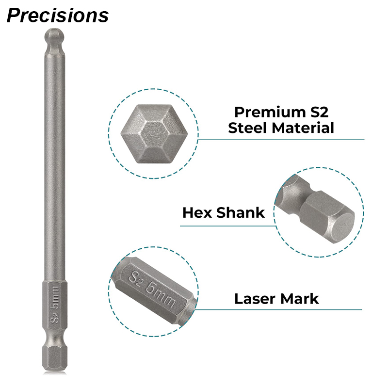 Ball End Hex Screwdriver Bit Set Magnetic Hexagon Head Allen Wrench ...
