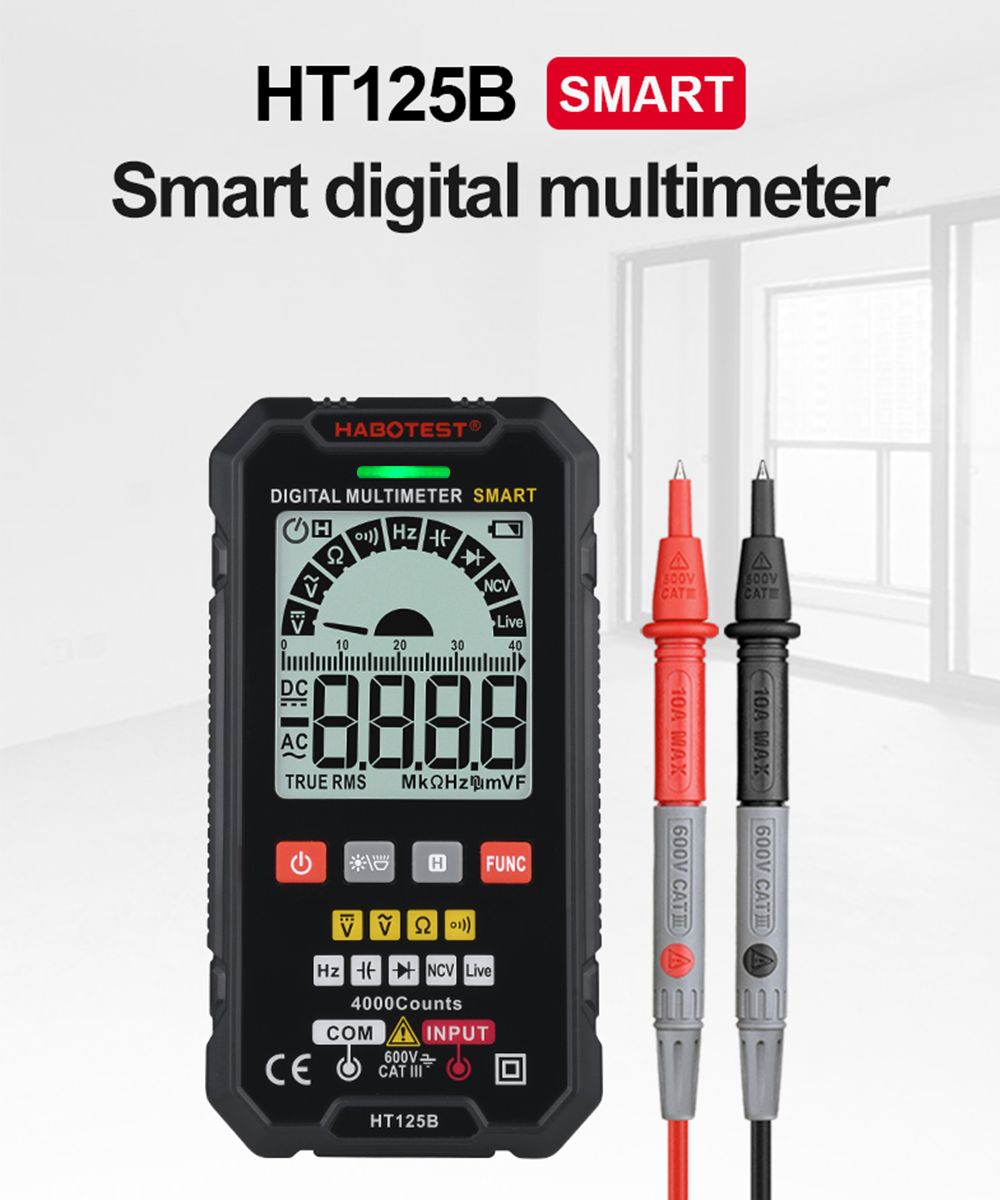 Habotest HT208D+HT89 Digital Clamp Meter Pro 1000A 1000V AC DC Current ...